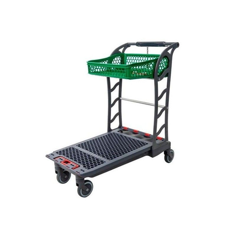 Self-service plastic cart with basket, Cart self-service d...