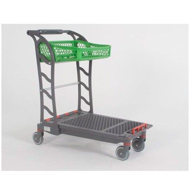 Self-service plastic cart with basket, Cart self-service d...